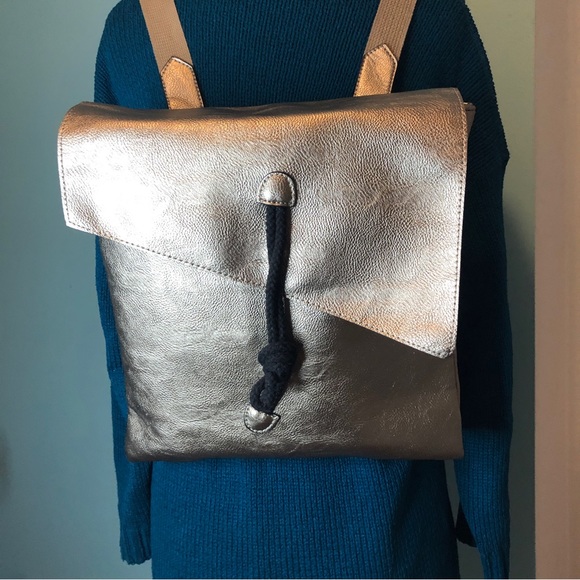 unbranded | Bags | Leather Backpack With Canvas Adjustable Straps ...